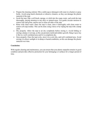 How to Maintain And Take Care of Your Plastic Tarpaulin.pdf | Bath and Shower | Personal Care