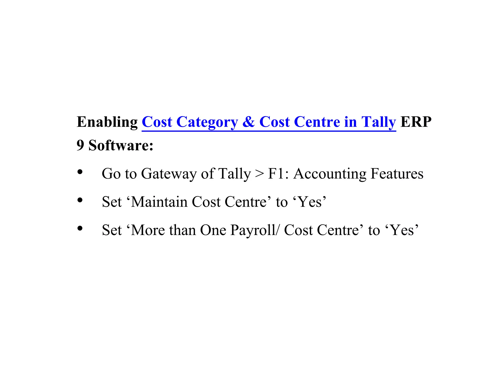 How to maintain cost center in tally erp | PPTX | Business | Business and Finance