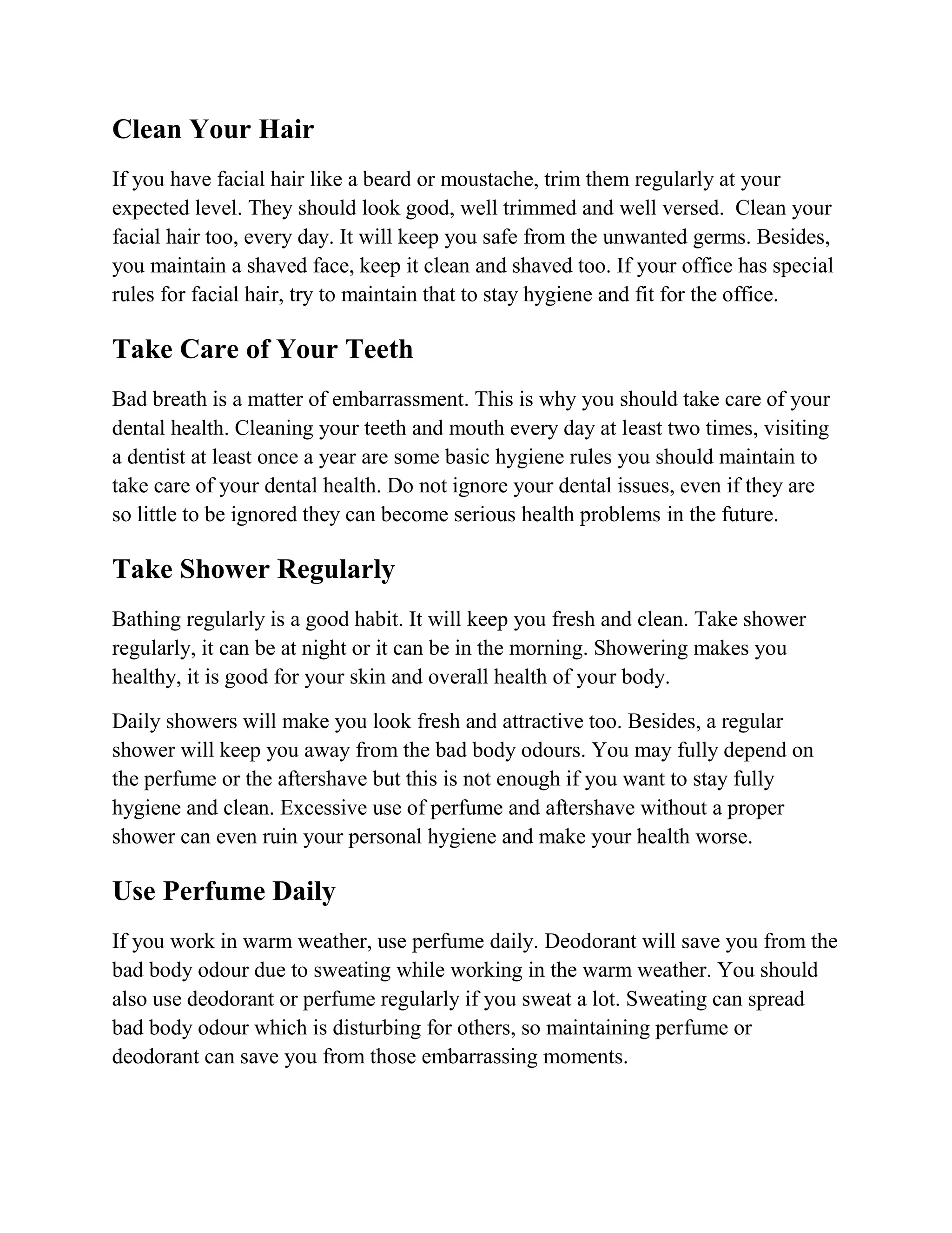 How to maintain personal hygiene in the workplace | PDF