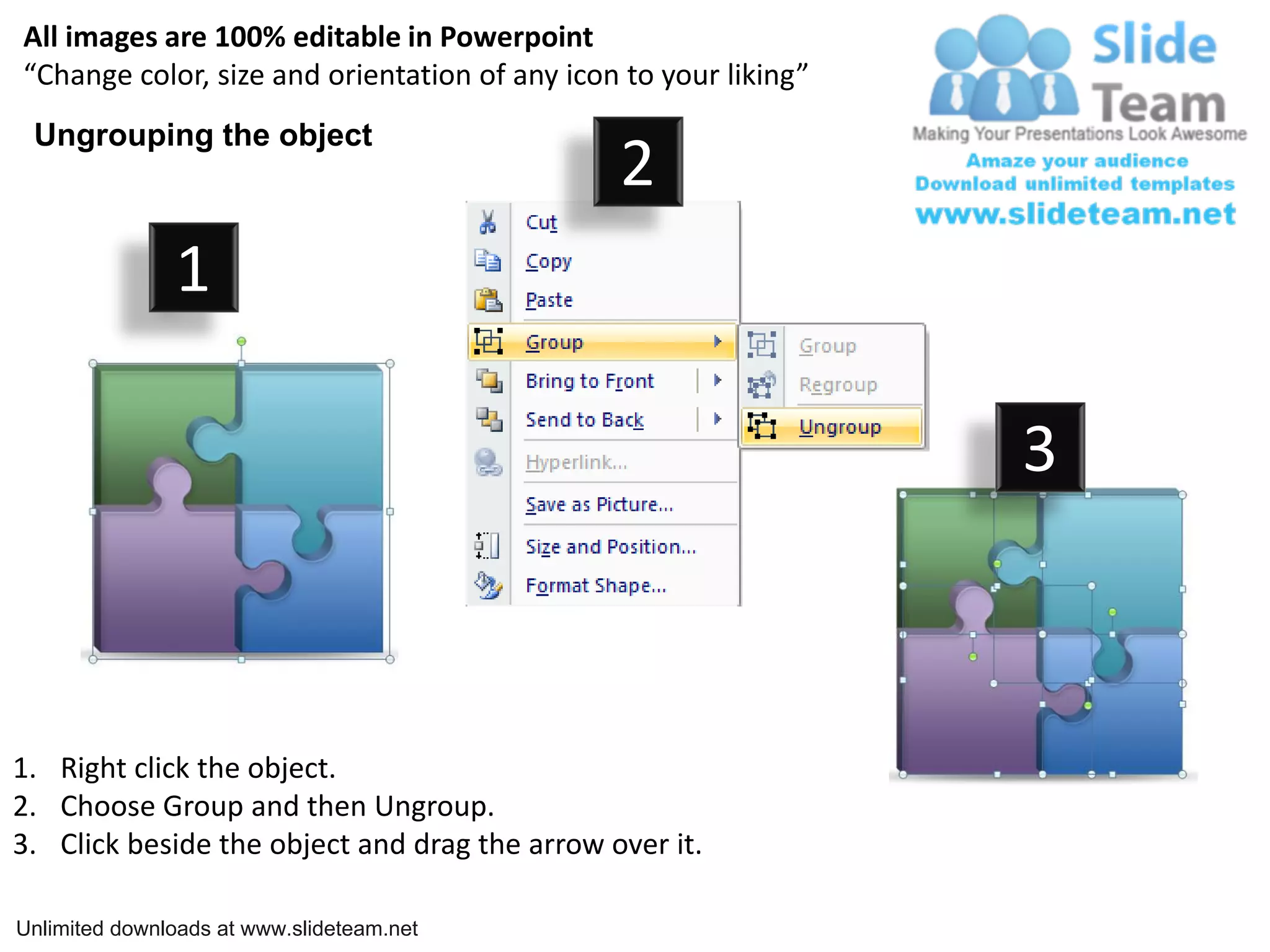 How to make achievement 3 d puzzle pieces 2x2 presentation templates ...