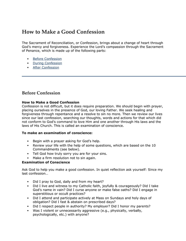 How to Make a Good Confession in the church | DOCX