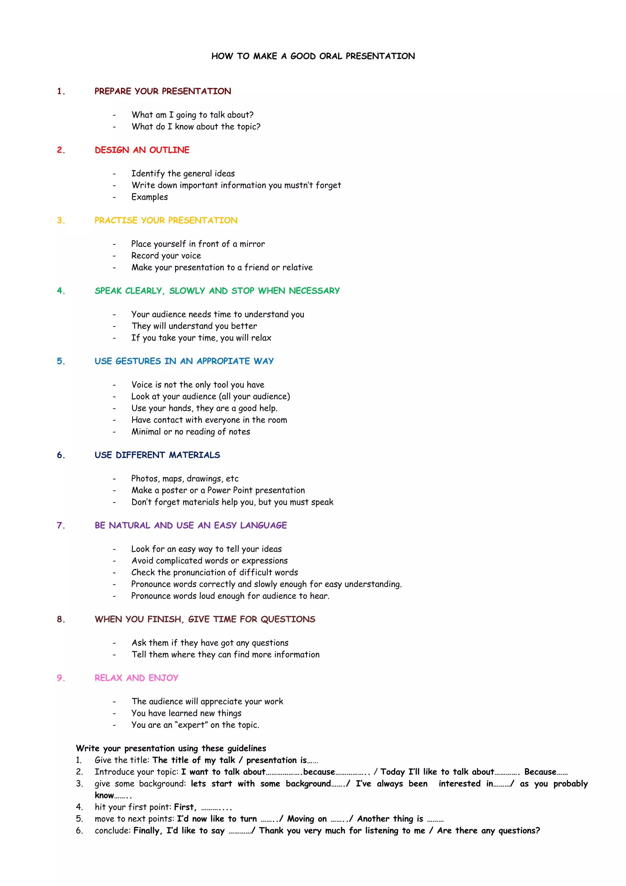 How to make a good oral presentation | DOC