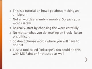 How to make an ambigram | PPT