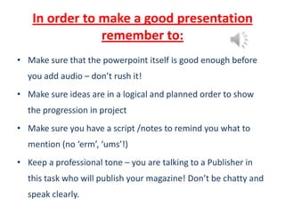 How to make an audio powerpoint presentation | PPTX