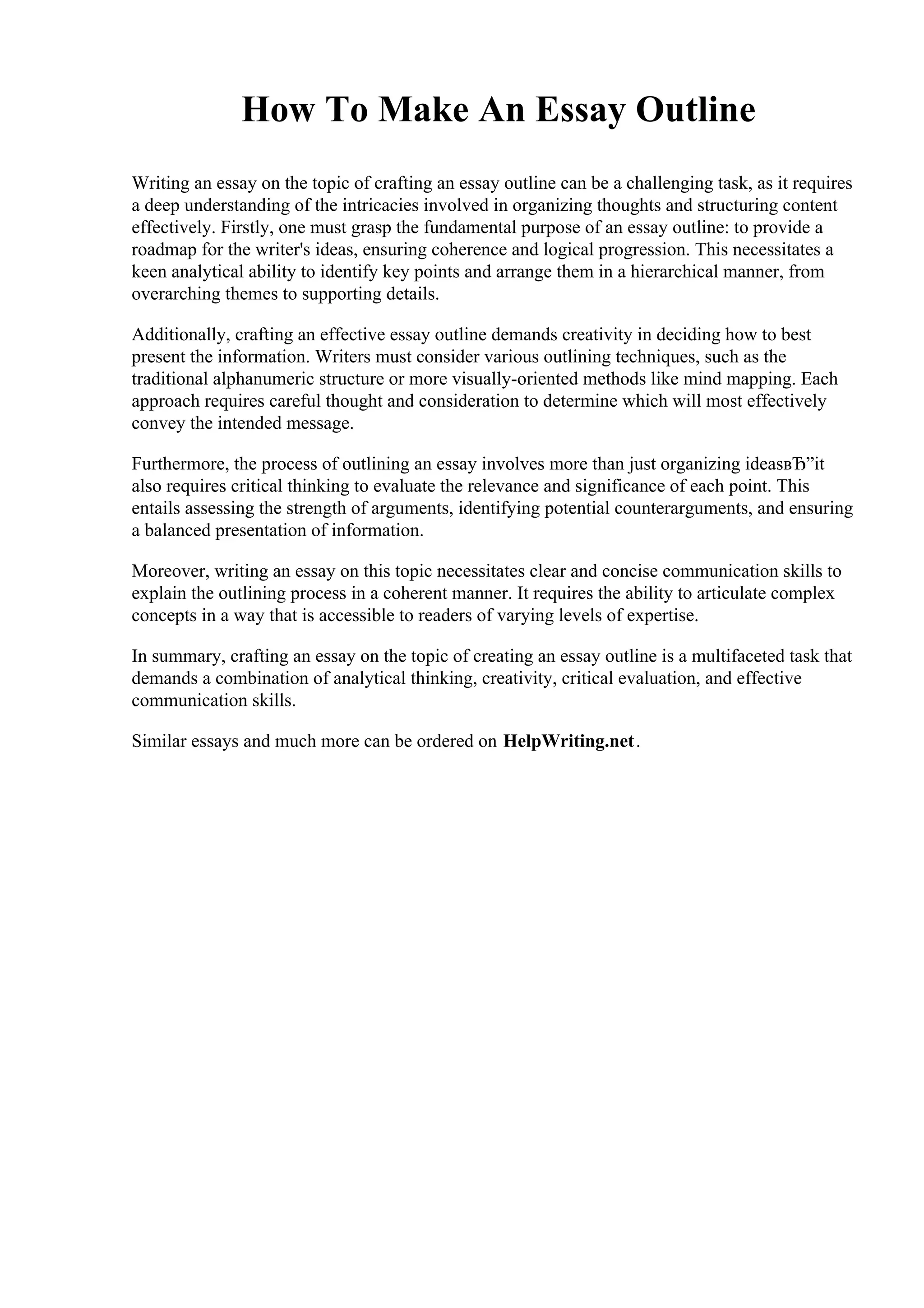 How To Make An Essay Outline | PDF