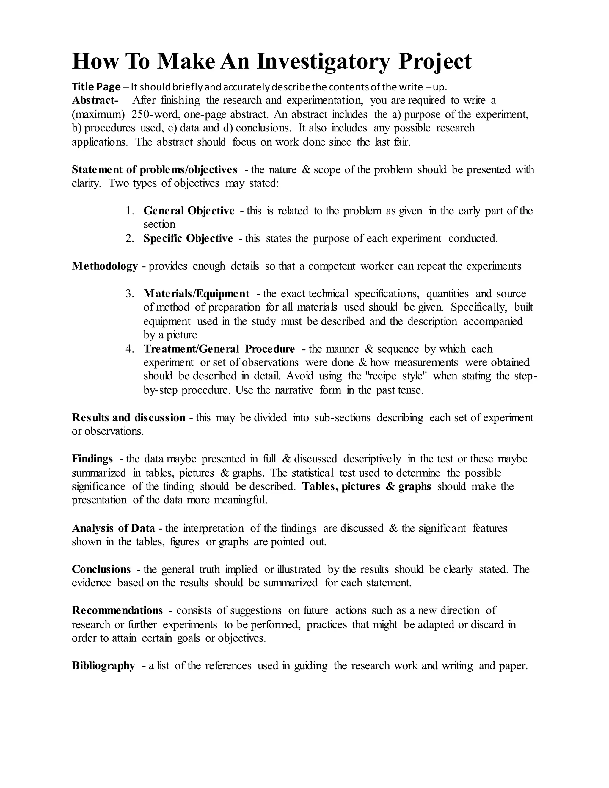 How to make an investigatory project | DOCX