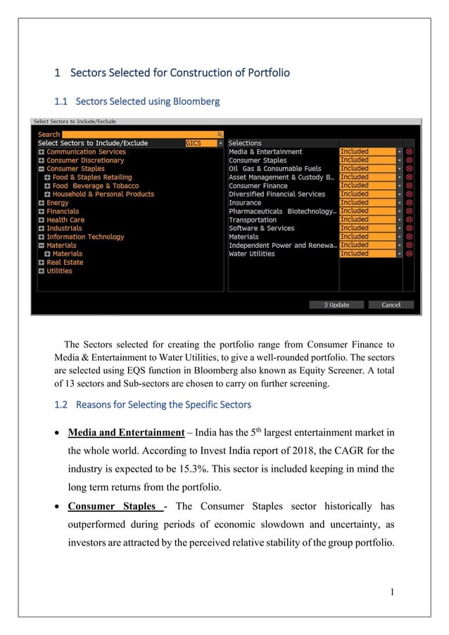 How to make an investment portfolio using bloomberg | PDF