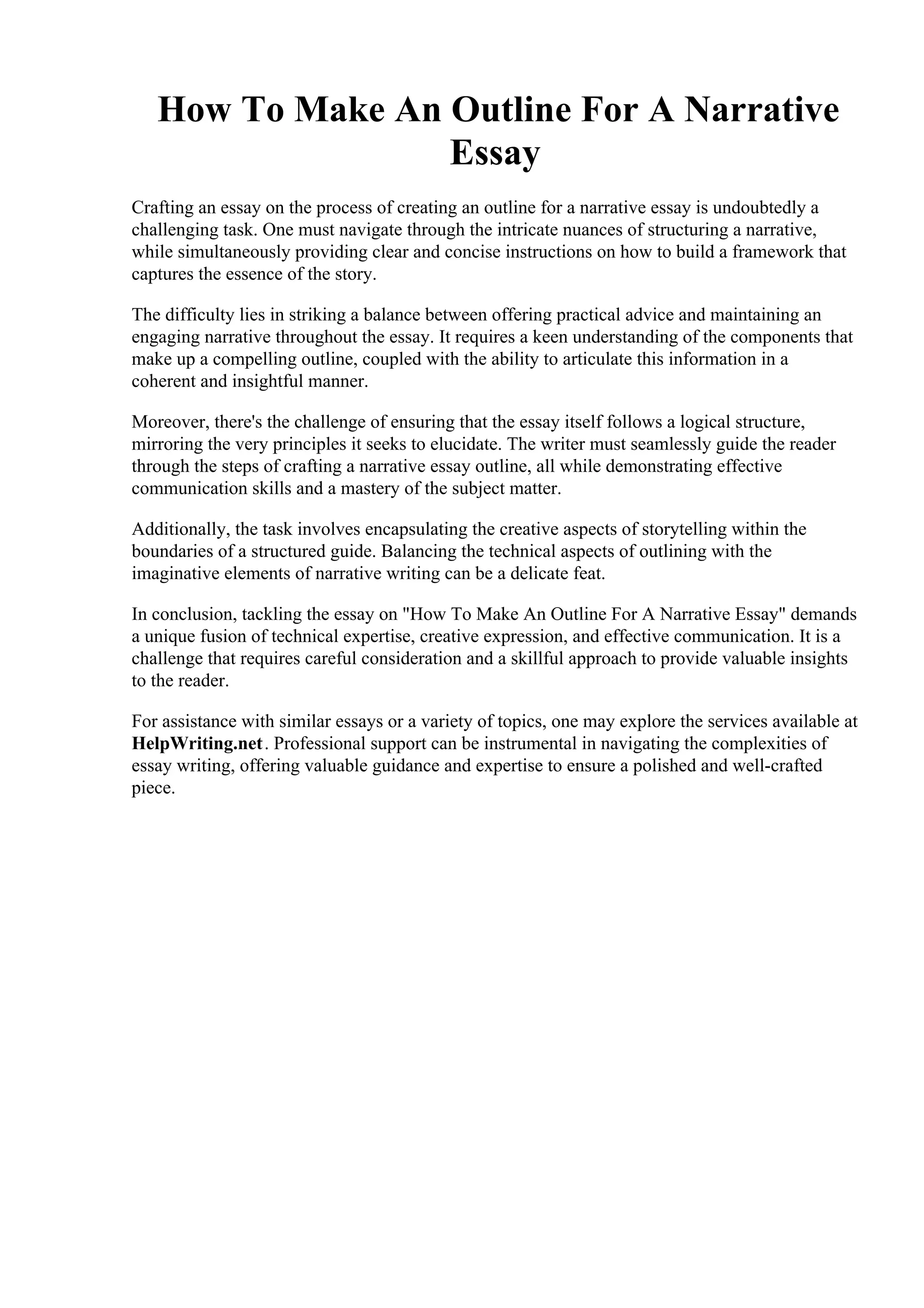 How To Make An Outline For A Narrative Essay | PDF