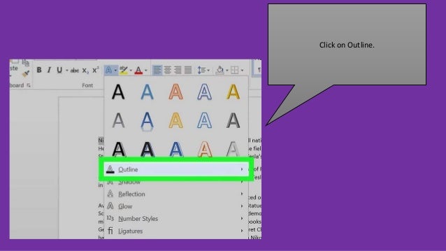 How to make an outline text in word