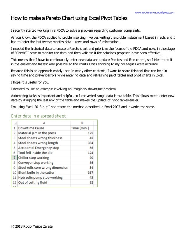 How To Draw Pareto Chart In Excel 2013 Stonesno