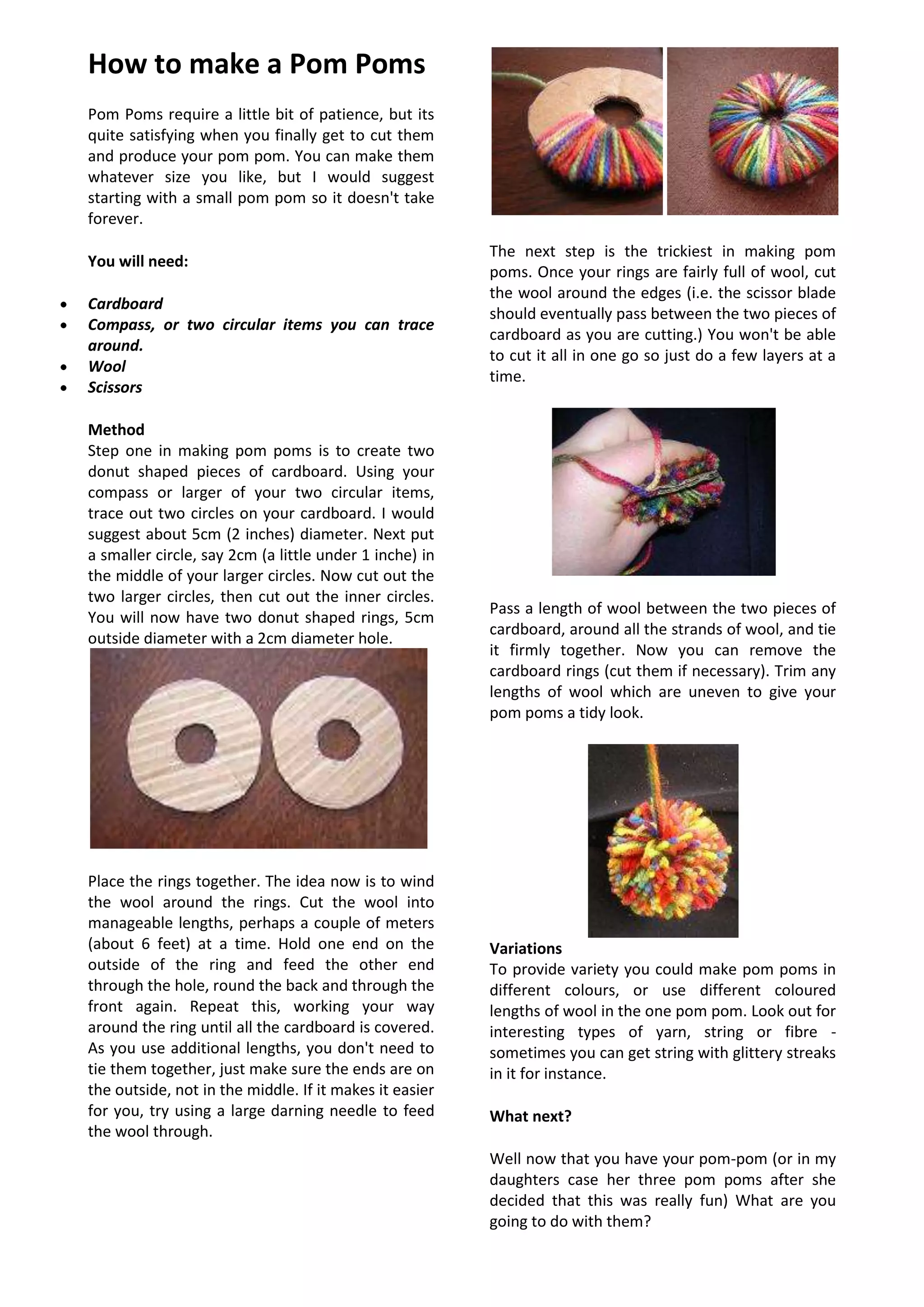 How to make a pom poms | DOCX