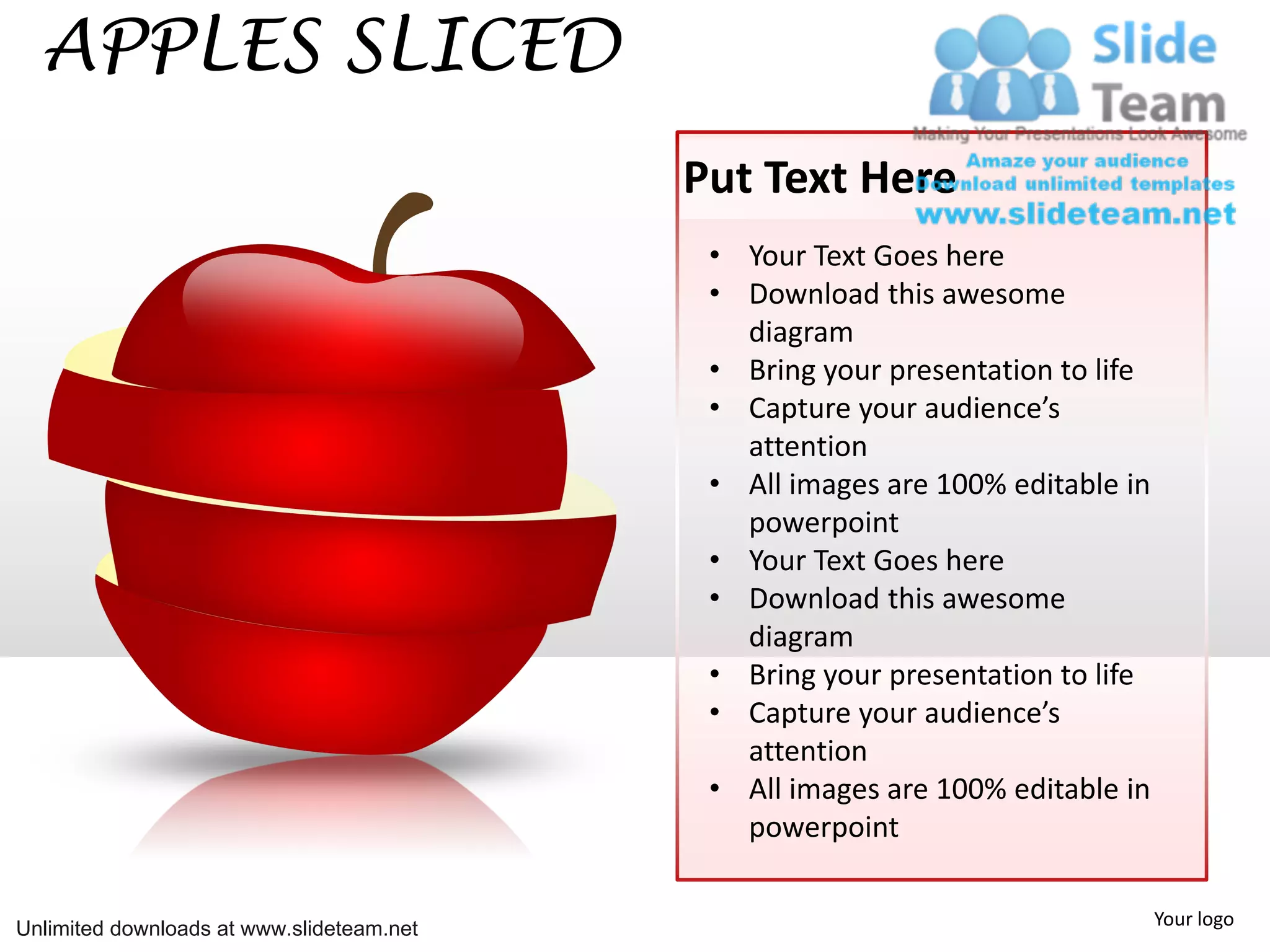 How to make apple a day sliced power point slides and ppt diagram ...