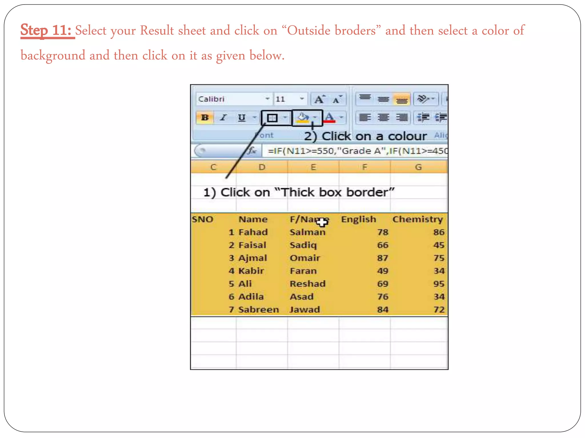 How to make a result sheet of students using MS EXCEL | PPTX