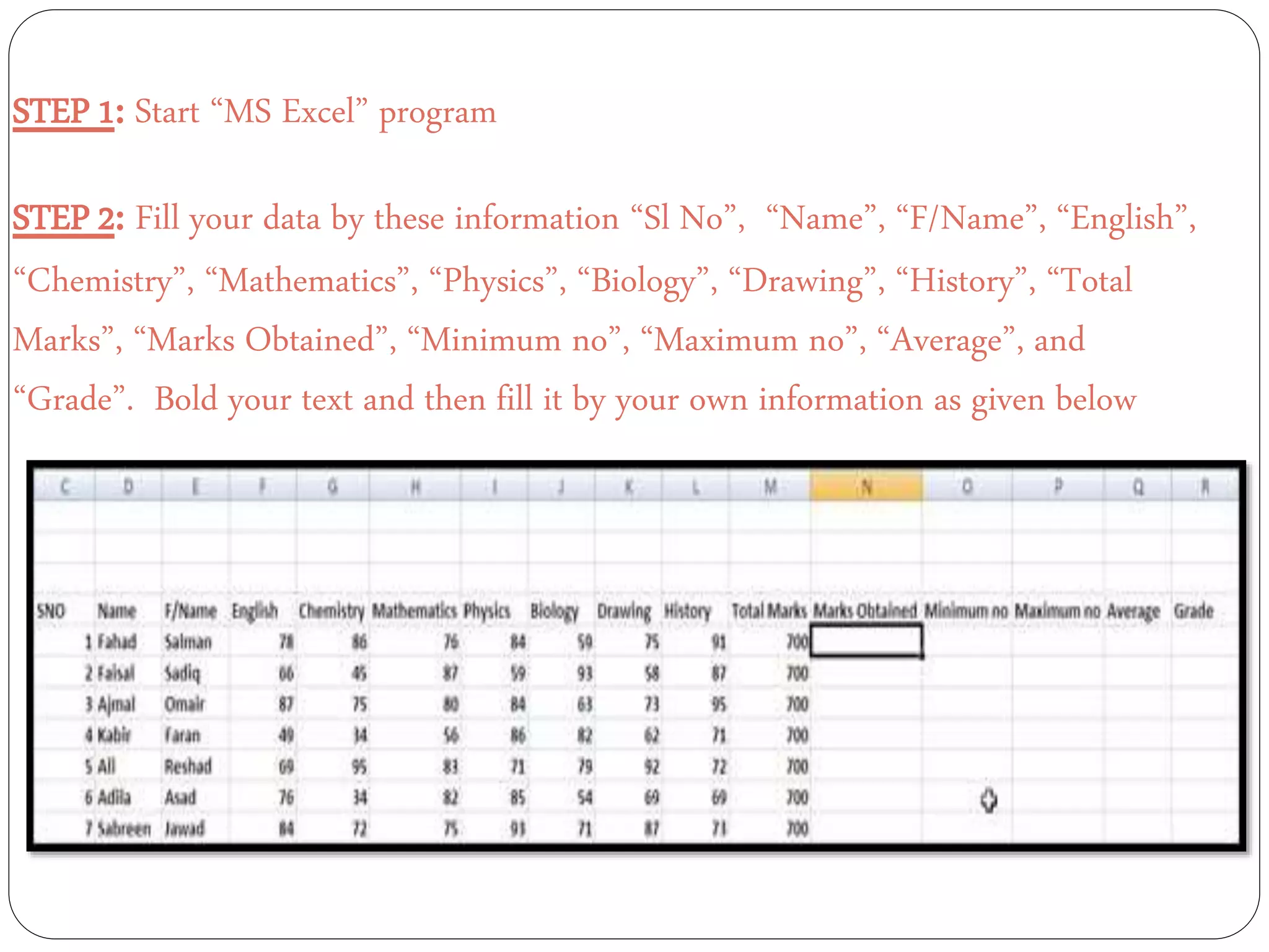 How to make a result sheet of students using MS EXCEL | PPTX