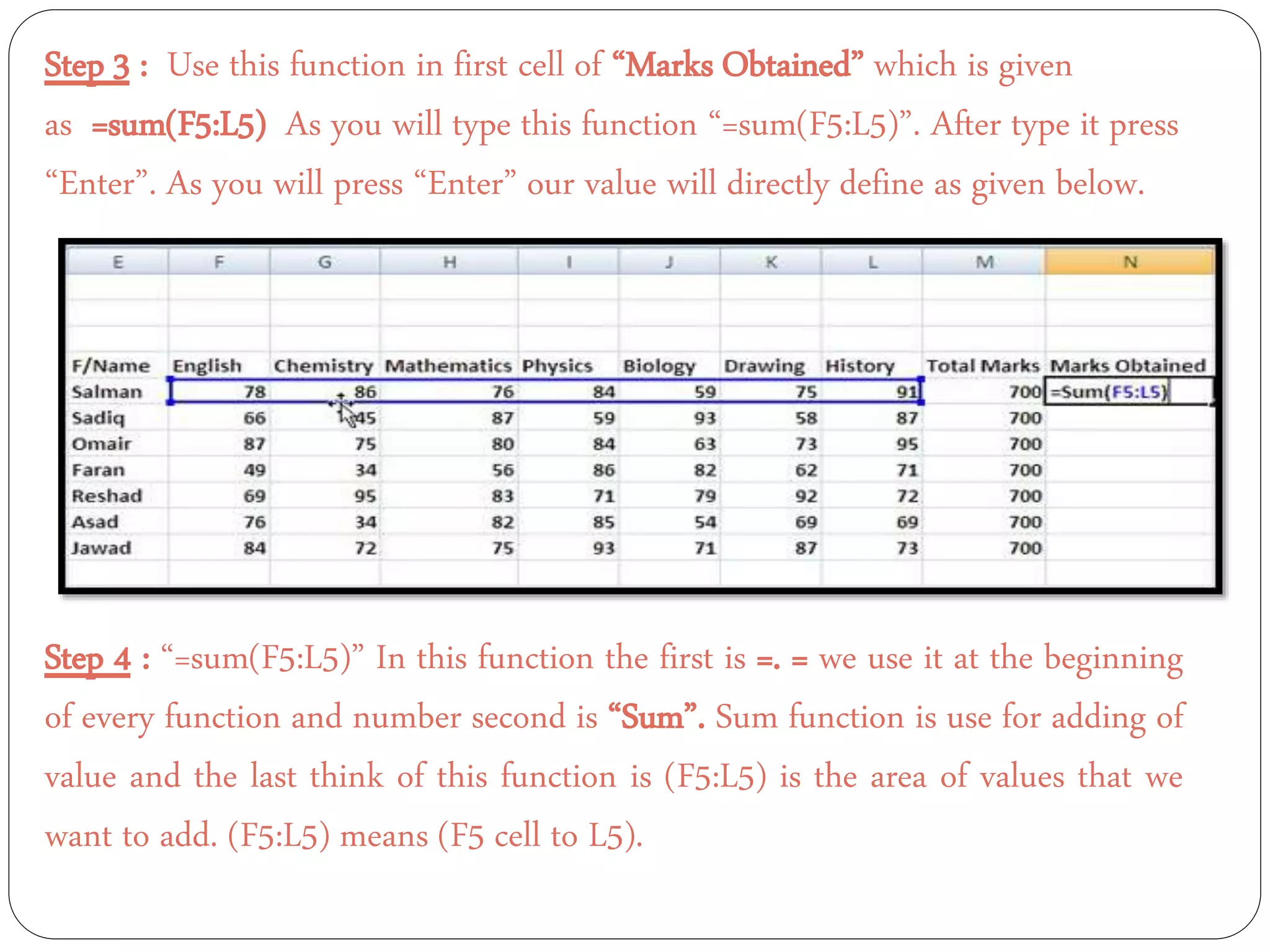 How to make a result sheet of students using MS EXCEL | PPTX