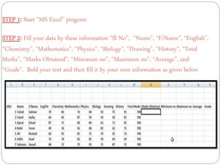 How to make a result sheet of students using MS EXCEL | PPTX