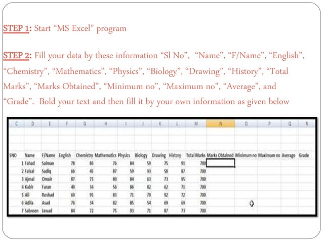How to make a result sheet of students using MS EXCEL | PPTX ...