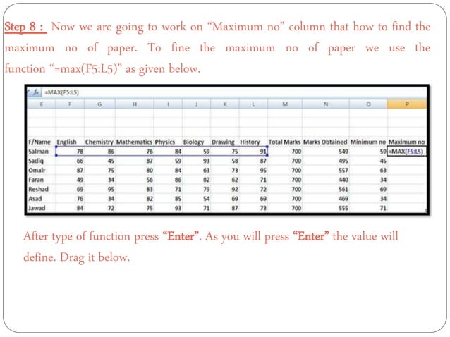 How to make a result sheet of students using MS EXCEL | PPTX ...