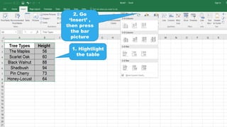 How to make a simple bar graph in exel 2016 | PPTX