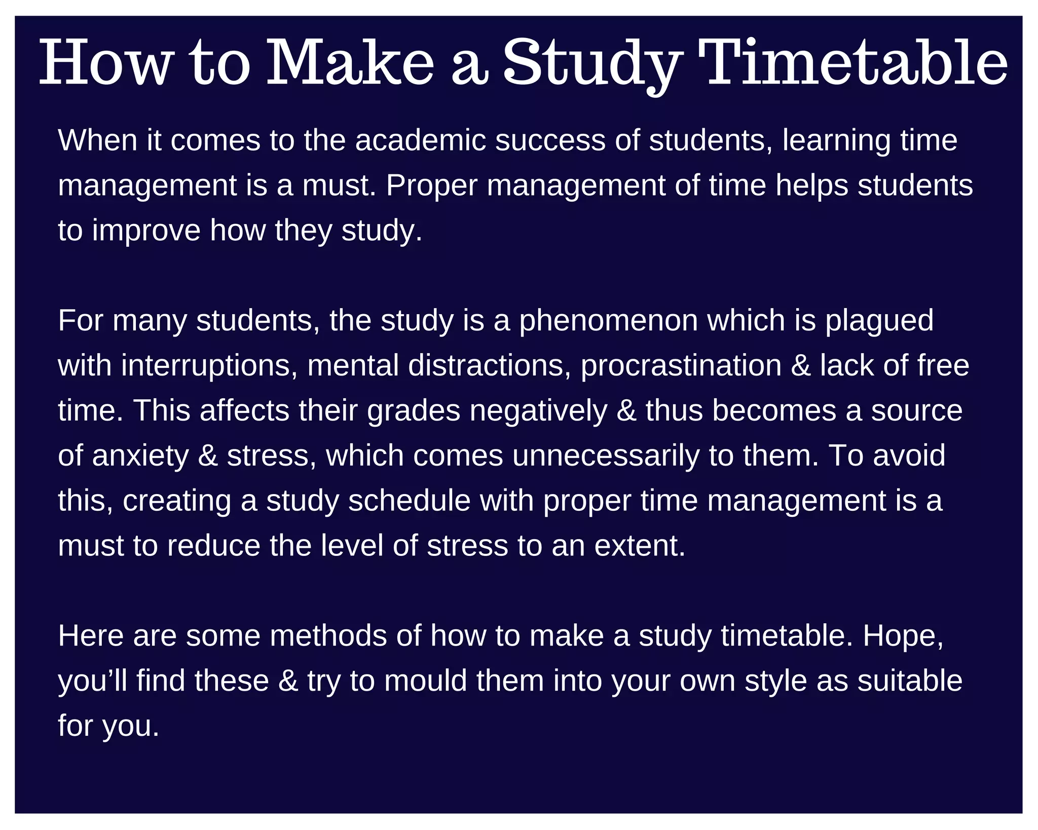 How to make a study timetable | PDF