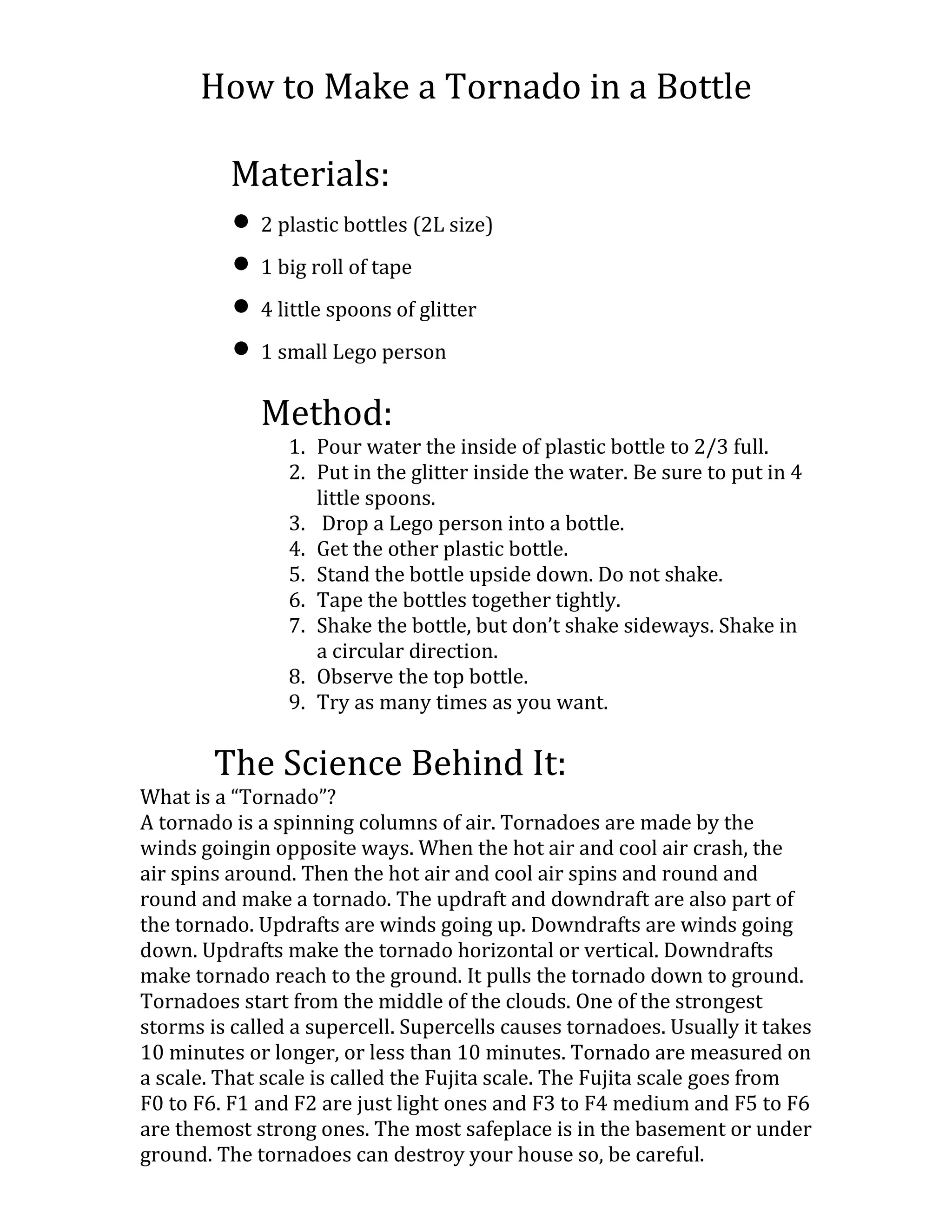 How to make a tornado in a bottle | PDF