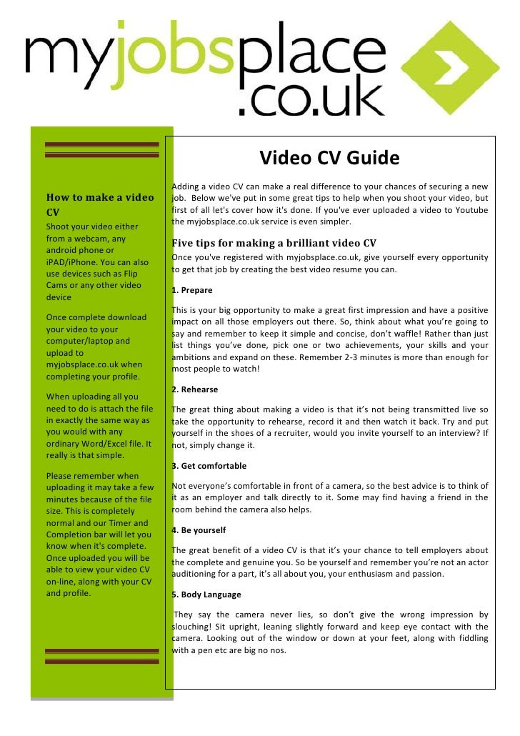 How To Make A Video Cv How To Make A Video Cv