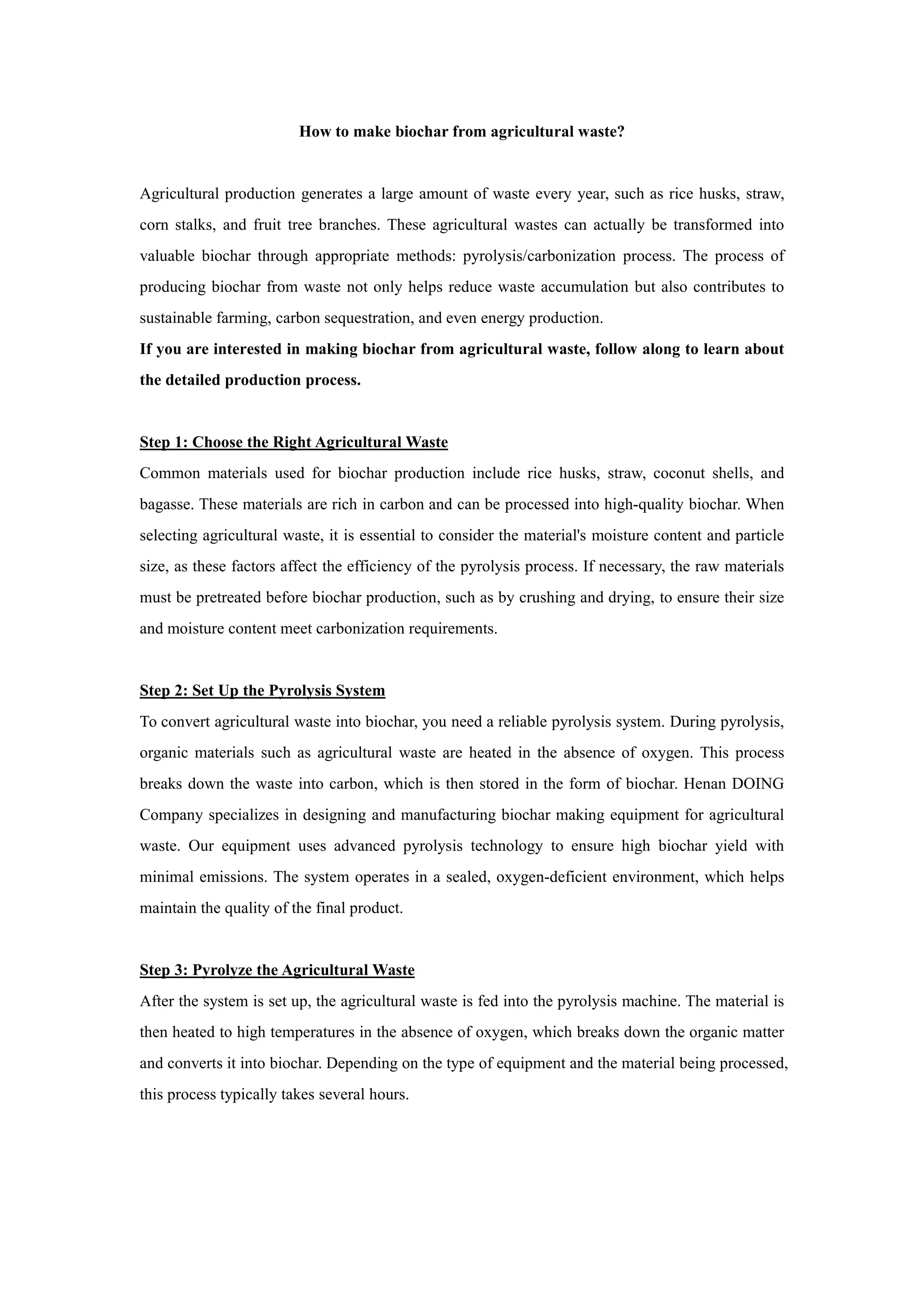 How to make biochar from agricultural waste？.pdf