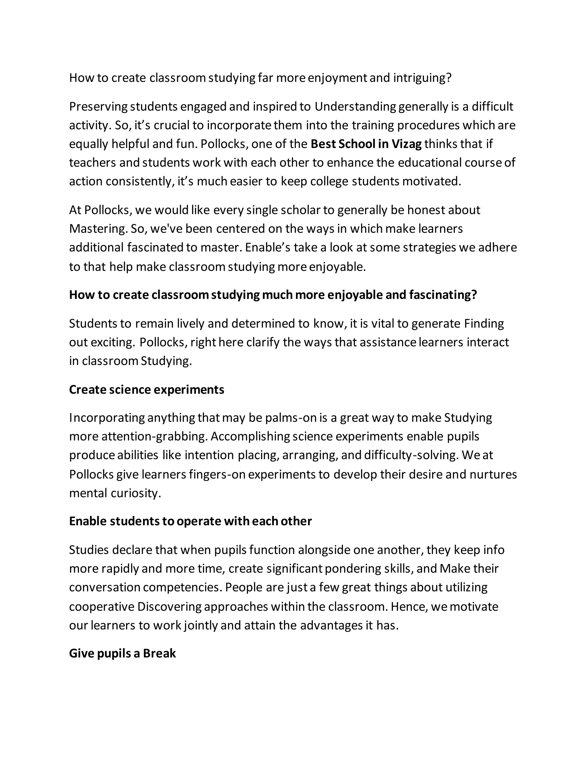 How to make classroom learning more fun and interesting | DOCX