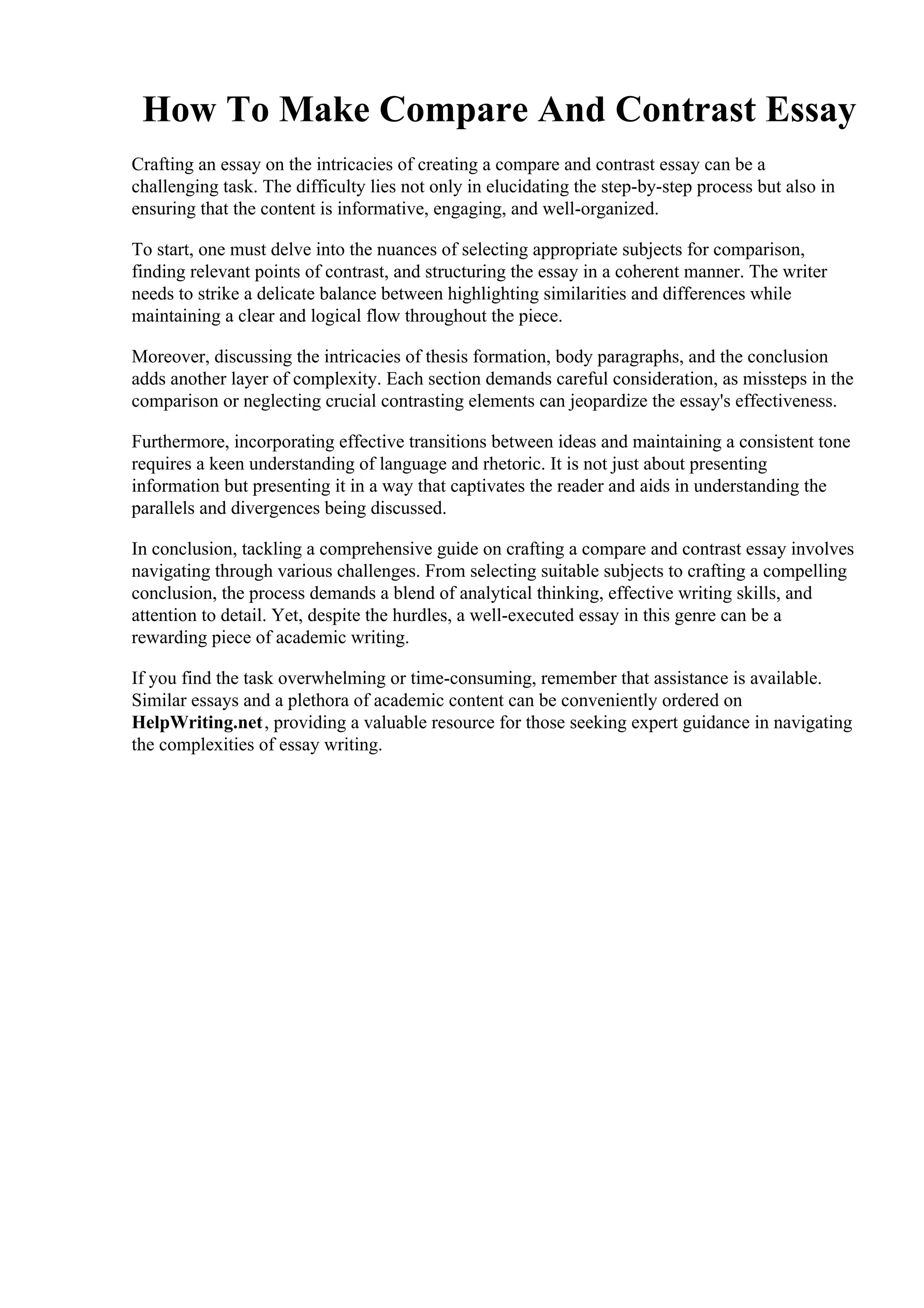 How To Make Compare And Contrast Essay.pdf