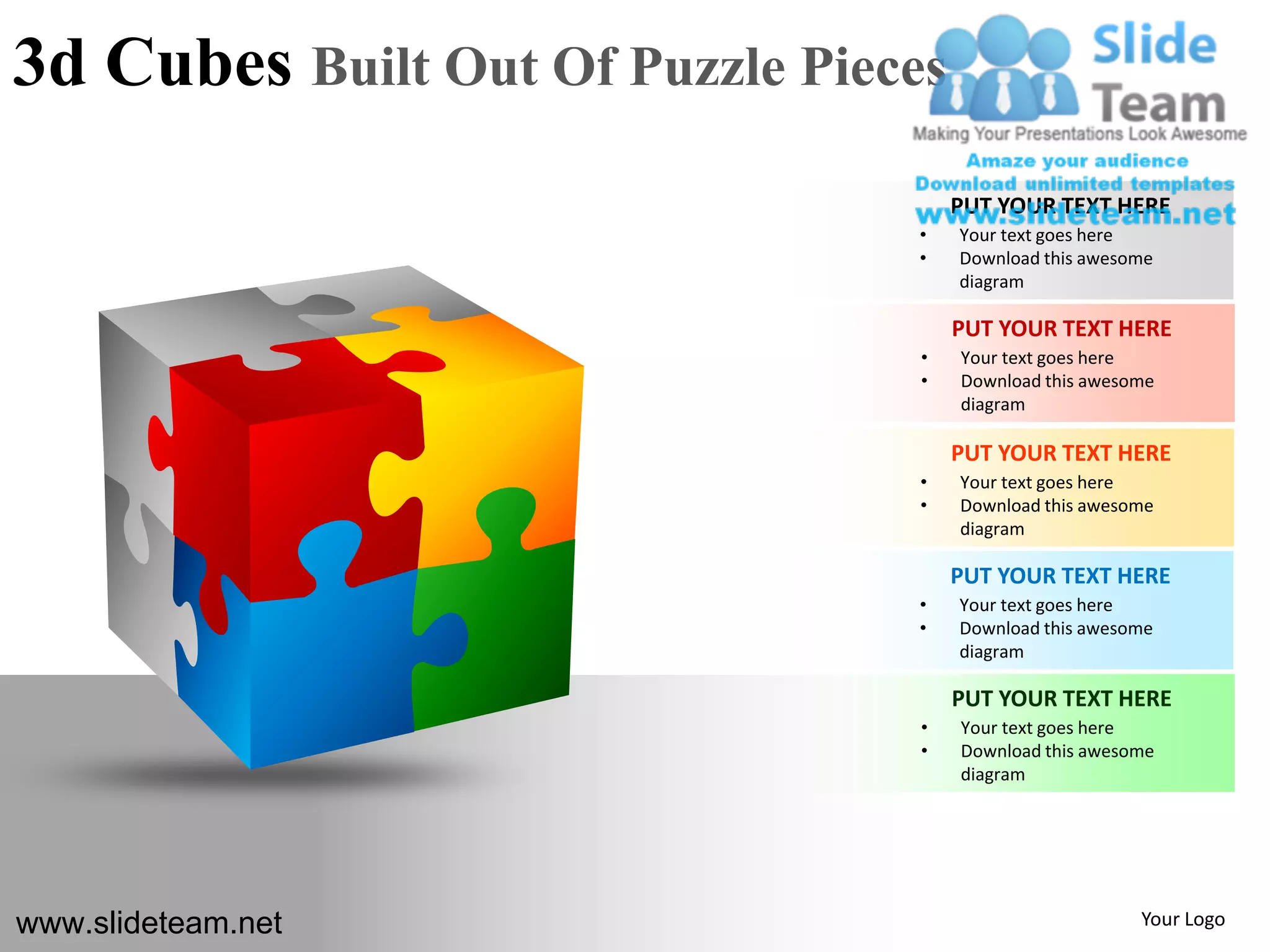 How to make create 3d cubes building blocks stacked built out of puzzle ...