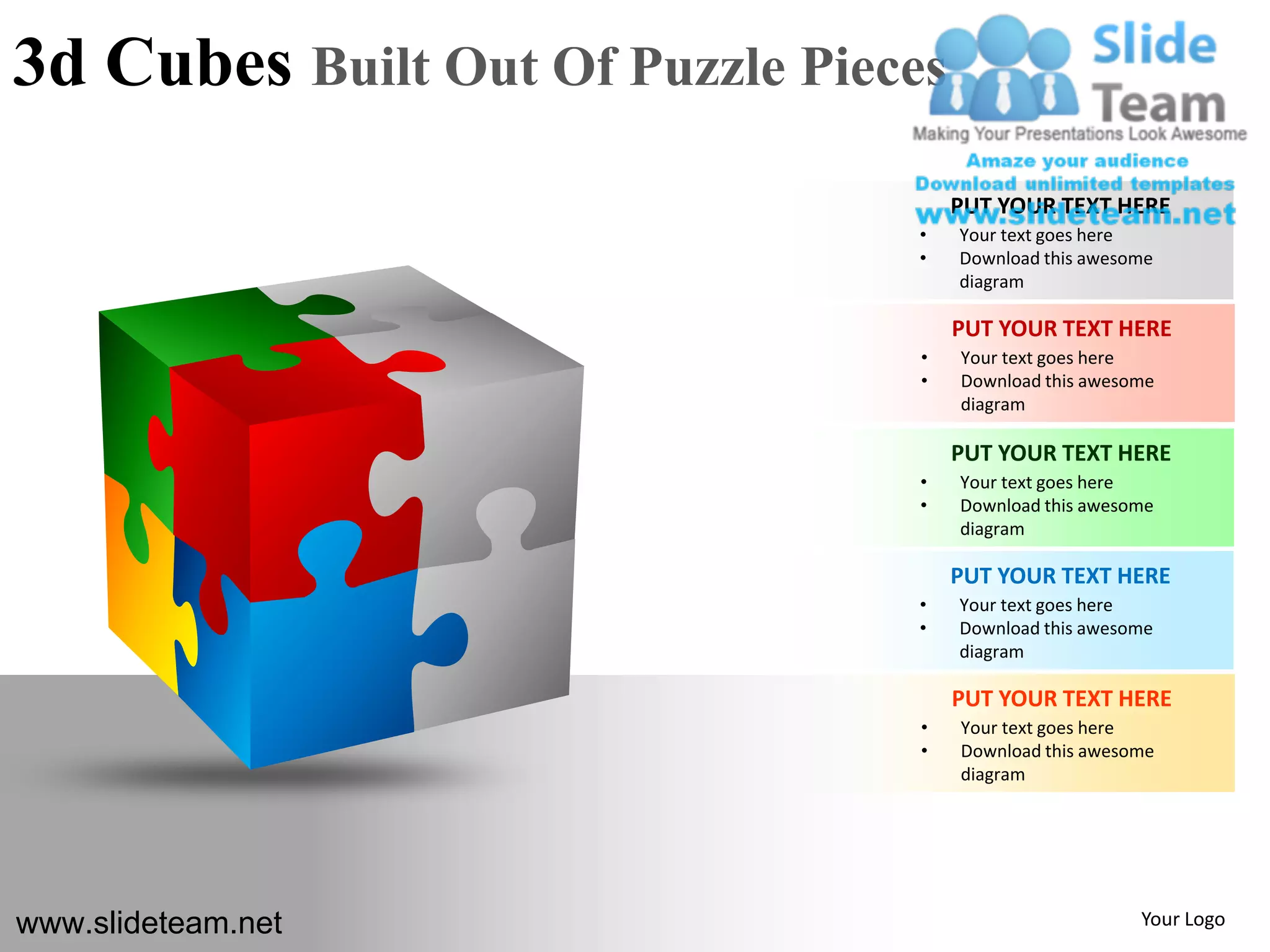How to make create 3d cubes building blocks stacked built out of puzzle ...