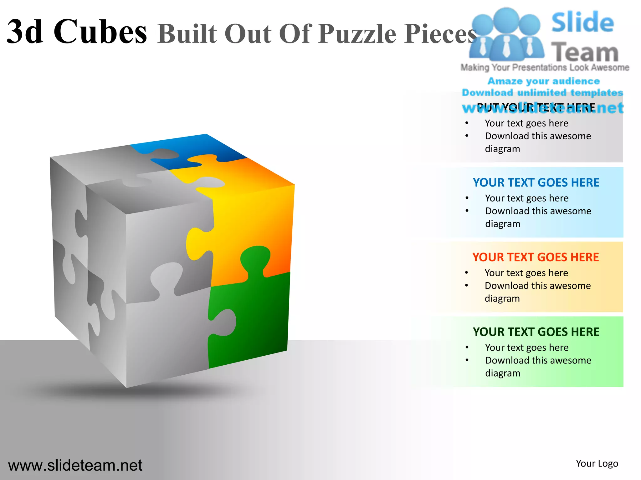 How to make create 3d cubes building blocks stacked built out of puzzle ...