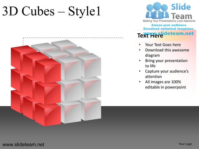 How to make create 3d cubes building blocks stacked design 1 powerpoint presentation slides and ...