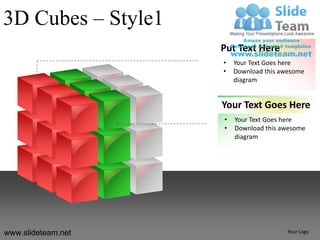 How to make create 3d cubes building blocks stacked design 1 powerpoint presentation slides and ...