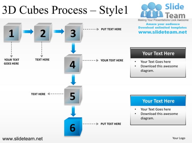 How to make create 3d cubes building blocks stacked strategy style design 1 powerpoint ...