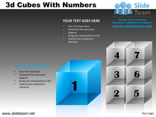 How to make create 3d cubes building blocks stacked with numbers ...