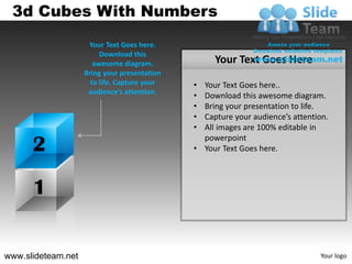 How to make create 3d cubes building blocks stacked with numbers ...