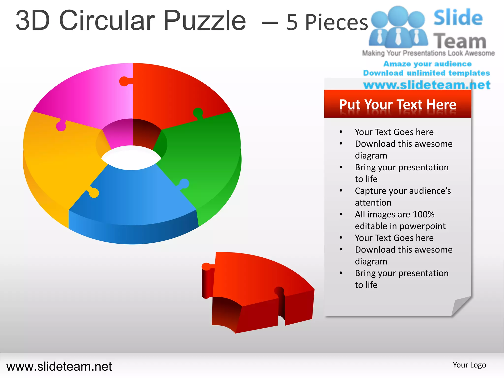 How to make create 3d cycle circular round jigsaw maze piece puzzle with pieces powerpoint ...
