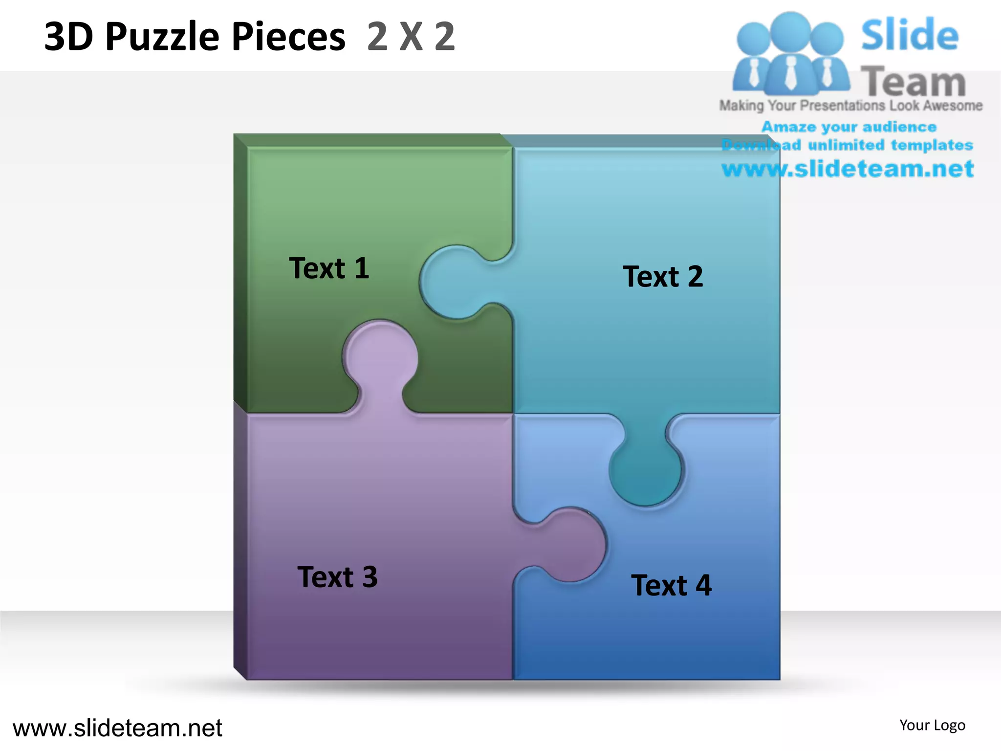 How to make create 3d puzzle pieces 2 x2 powerpoint presentation slides ...
