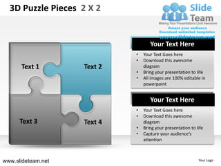 How to make create 3d puzzle pieces 2 x2 powerpoint presentation slides ...