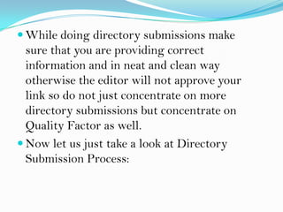 How to make effective directory submissions | PPTX