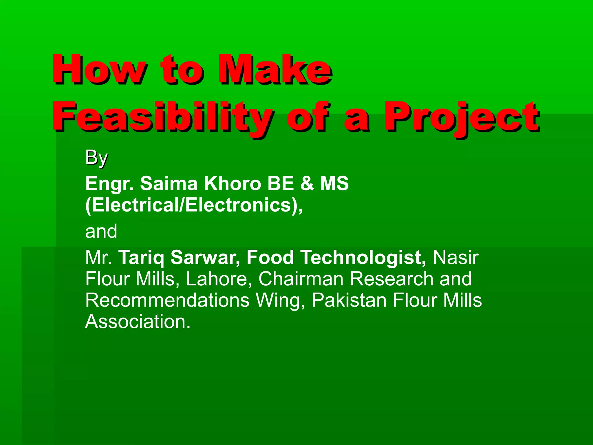 How to Make Feasibility of A Mega Project by Tariq Sarwar Awan Food ...