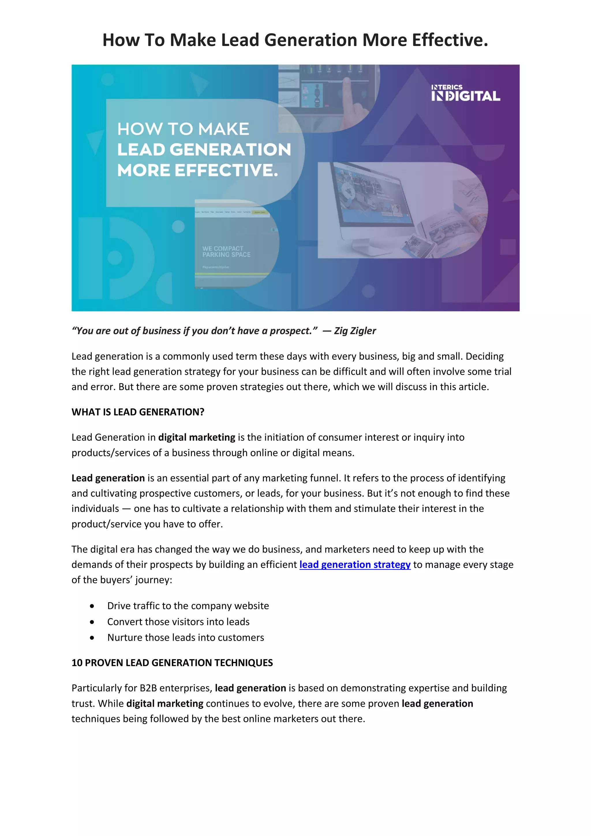 How to make lead generation more effective. | PDF