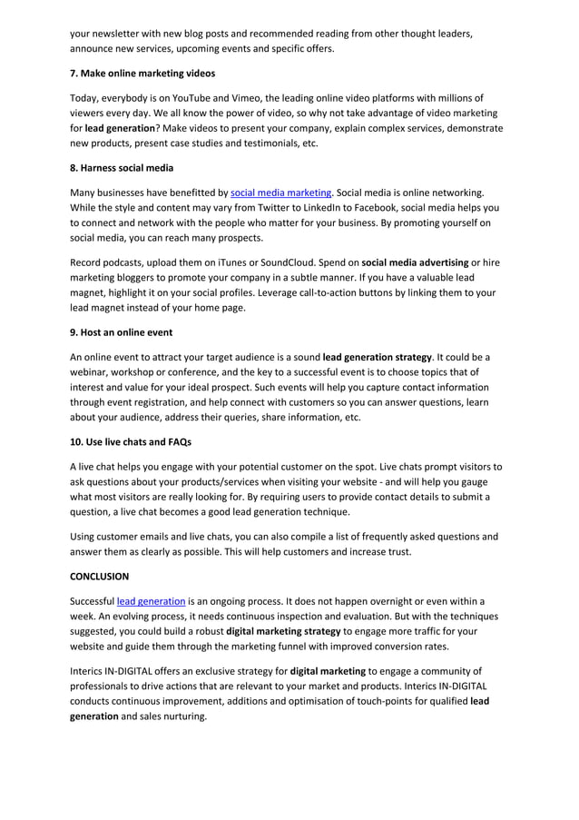 How to make lead generation more effective. | PDF