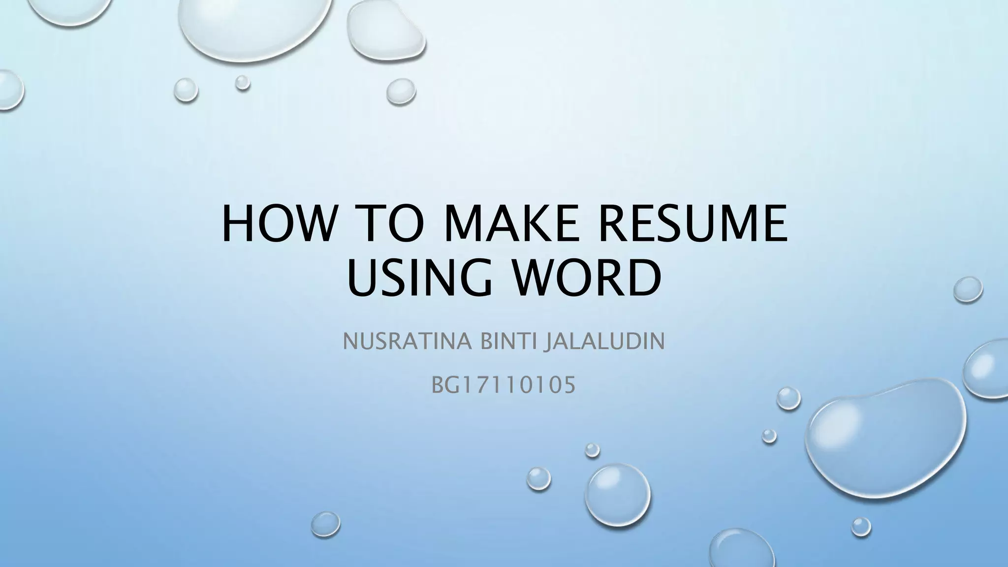 How to make resume using word | PPT
