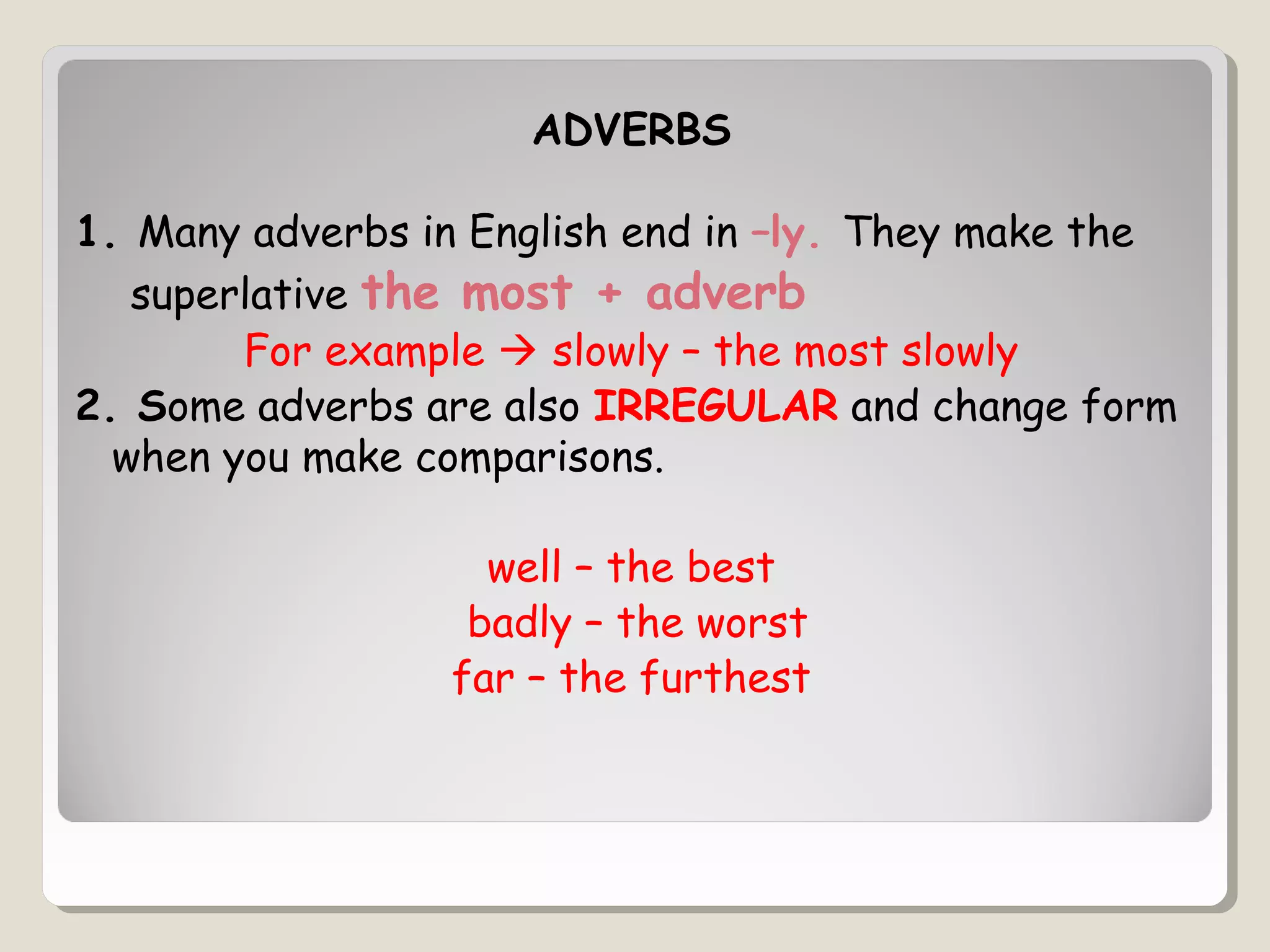 How to make superlatives in english a2 | PPT