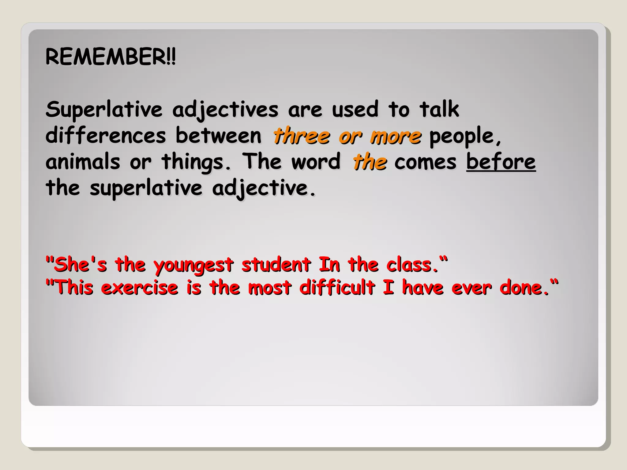 How to make superlatives in english a2 | PPT