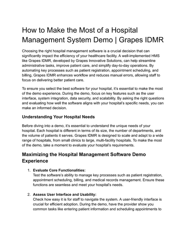 How to Make the Most of a Hospital Management System Demo _ Grapes IDMR.pdf