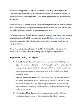 How to Make the Most of Regression and Unit Testing | PDF