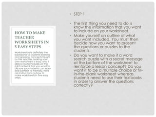 How to make worksheets | PPTX